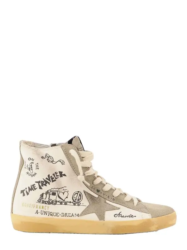 GOLDEN GOOSE High Top Sneakers With All-over Print - Multicolor