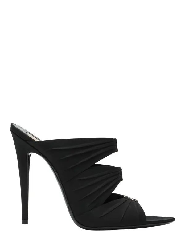 Saint Laurent Emilie Mules In Crepe Satin - Black