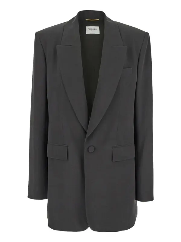 Saint Laurent Single-breasted Jacket With Peak Lapels - Gray