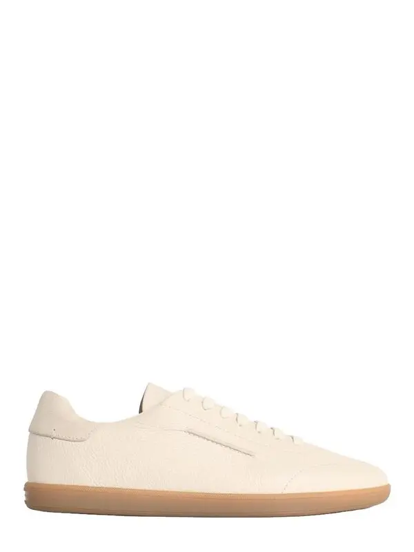 Zegna Low Top Sneakers In Calfskin Leather - Cream