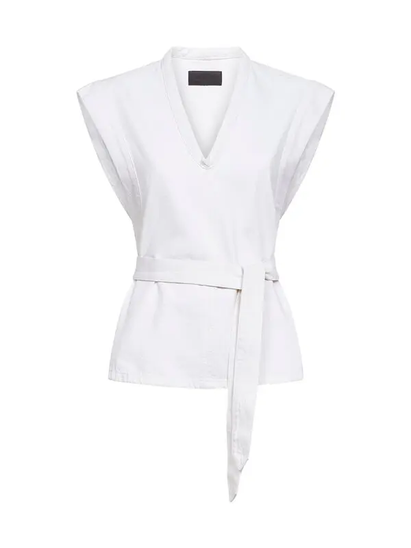 LEMAIRE Milk Bleached Denim Belted Chasuble - Multicolor