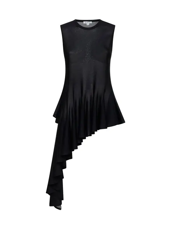 Alaïa Black Viscose Knit Asymmetric Godet Top - Multicolor