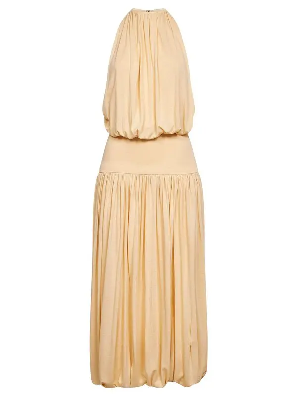 TOTEME Fluid Viscose Gathered Midi Dress - Multicolor