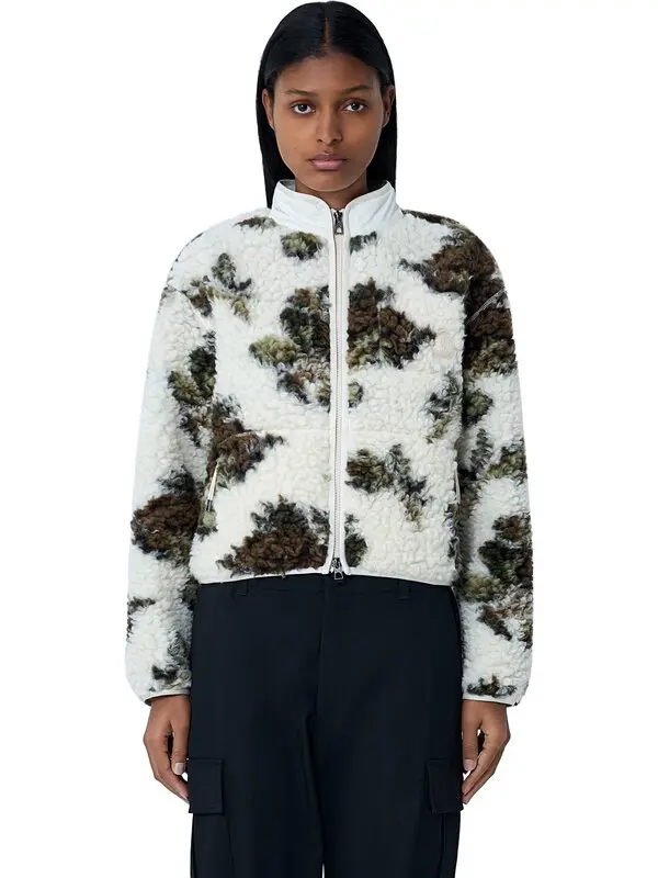 Moncler Textured Zip-up Fleece Jacket - White