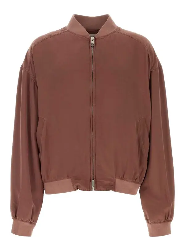 Versace Antiqued Silk Bomber Jacket - Pink