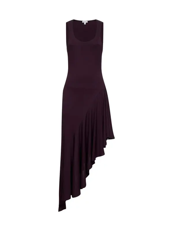 Alaïa Burgundy Fluid Jersey Asymmetric Dress - Multicolor