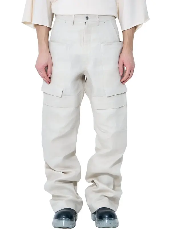 Rick Owens Stefan Cargo Pants Linen - Cream