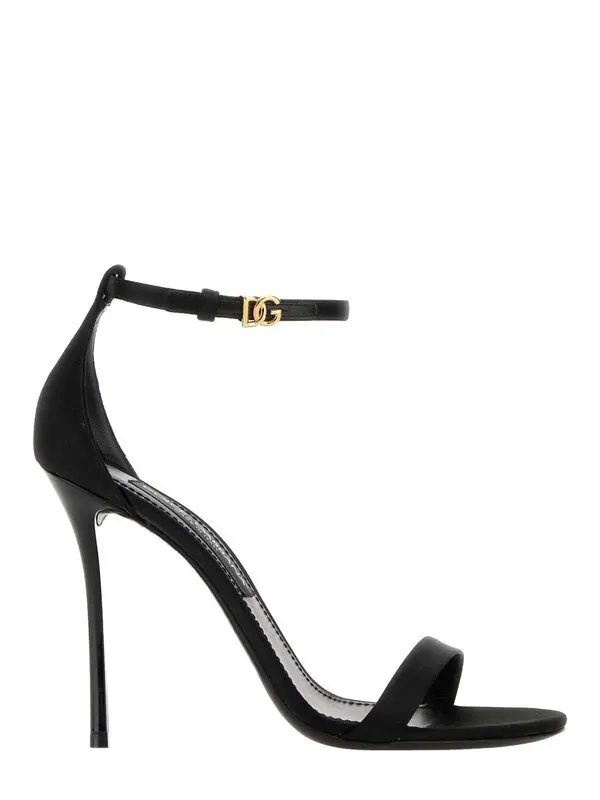 Dolce & Gabbana Satin Stiletto Sandals With Ankle Strap - Black