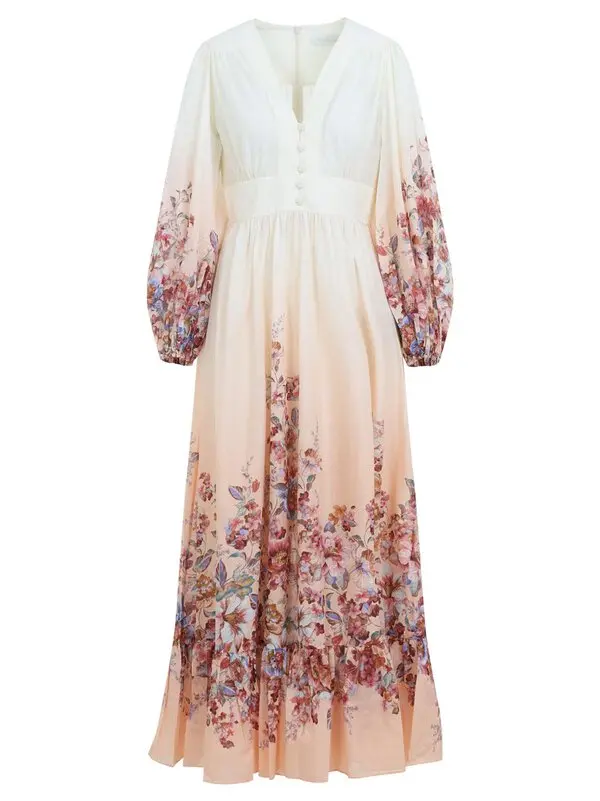 Zimmermann Awaken Plunge Maxi Dress With Floral Print - Multicolor