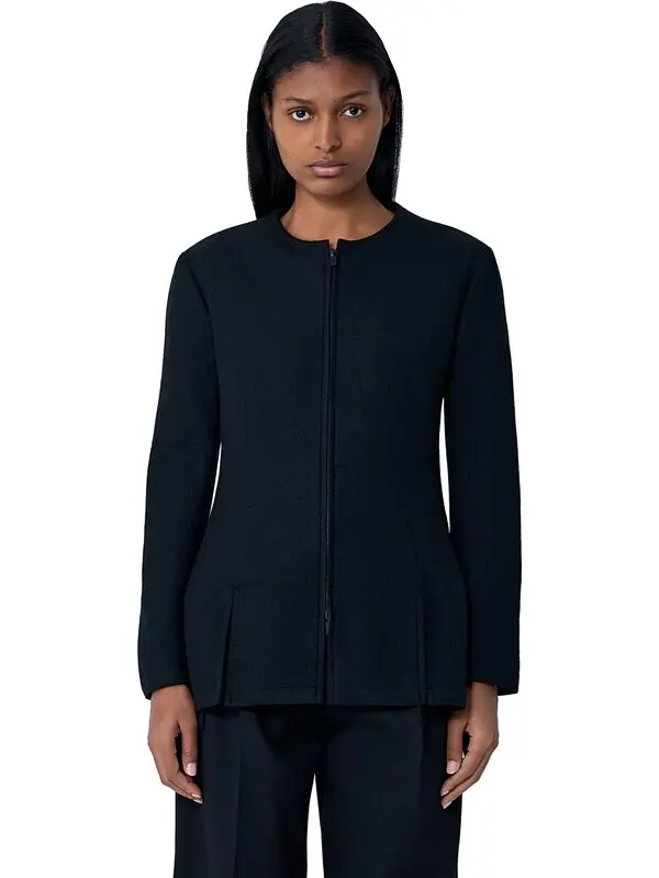 Yohji Yamamoto Wool Slim Jacket With Zip Fastening - Black