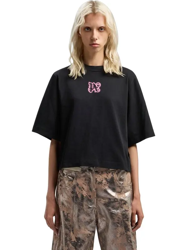 Palm Angels Classic Logo Cropped T-shirt - Black