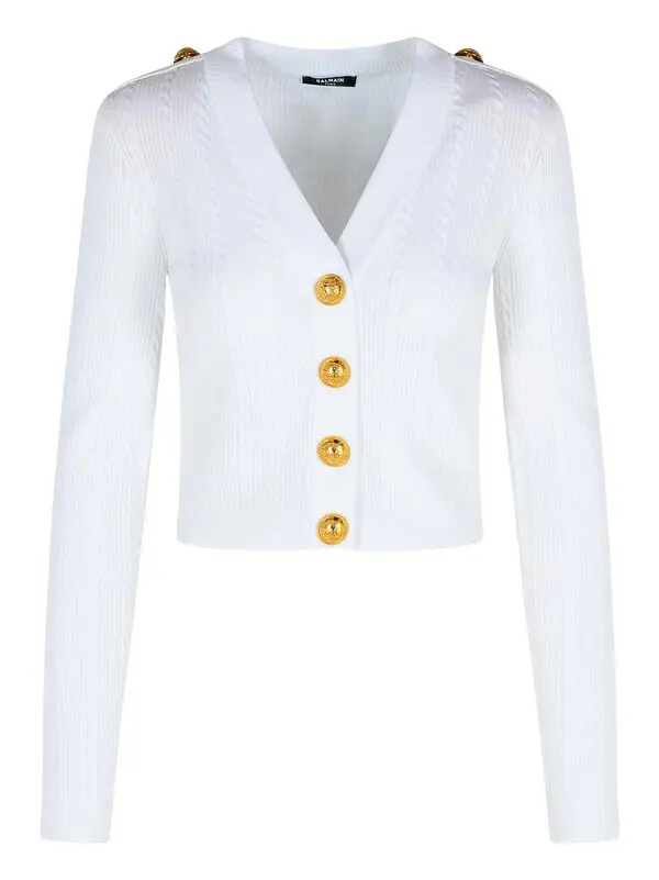 Balmain Viscose Blend Cardigan - White