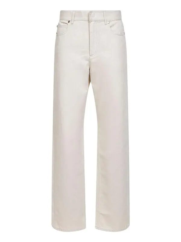 Fendi Cotton And Linen Blend Jeans With Ff Motif - Multicolor