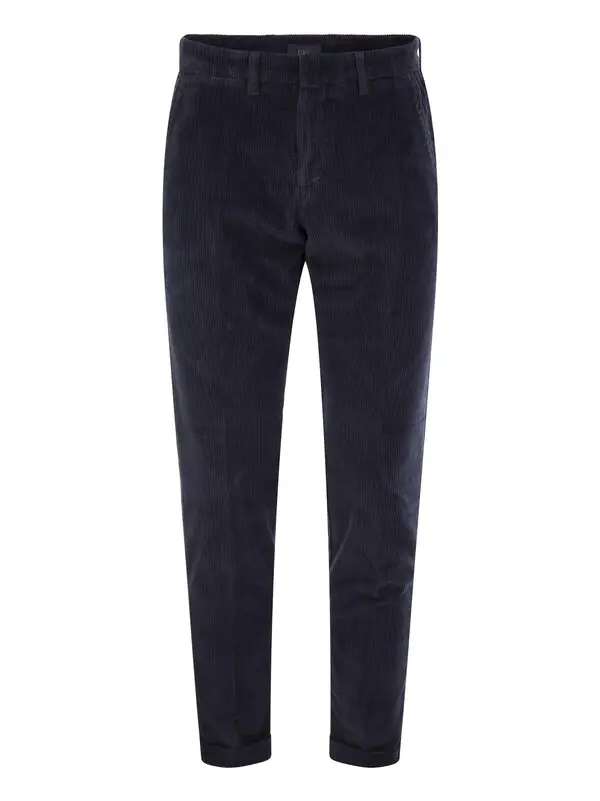 FAY Slim Corduroy Trousers - Blue