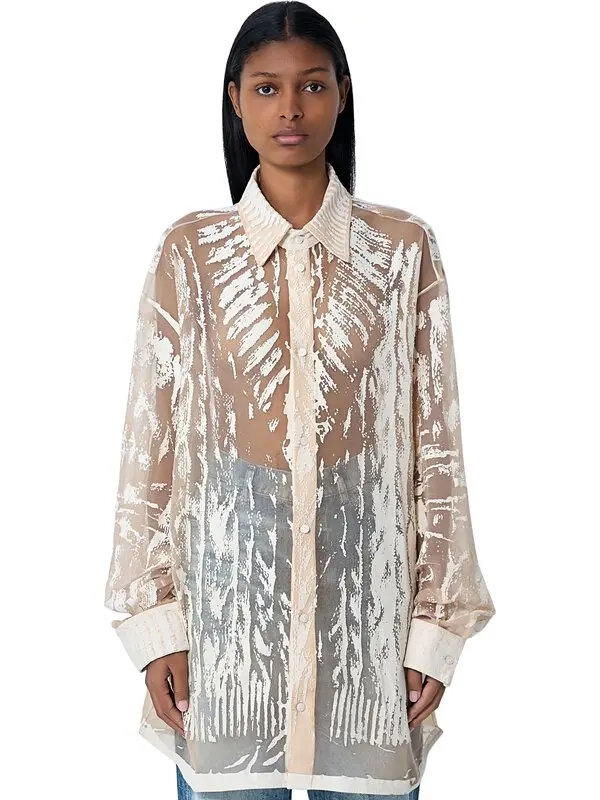 DIESEL® Sheer Textured Button-down Shirt - White