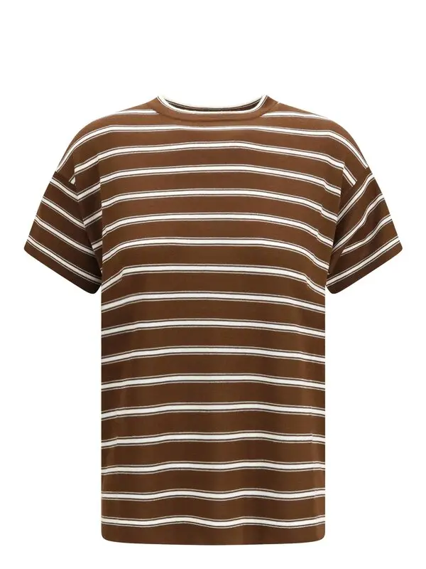 Brunello Cucinelli Virgin Wool And Cashmere Striped Knit Shirt - Cream