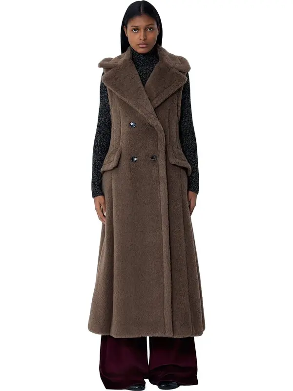 Max Mara Double-breasted Fleece Gilet - Brown