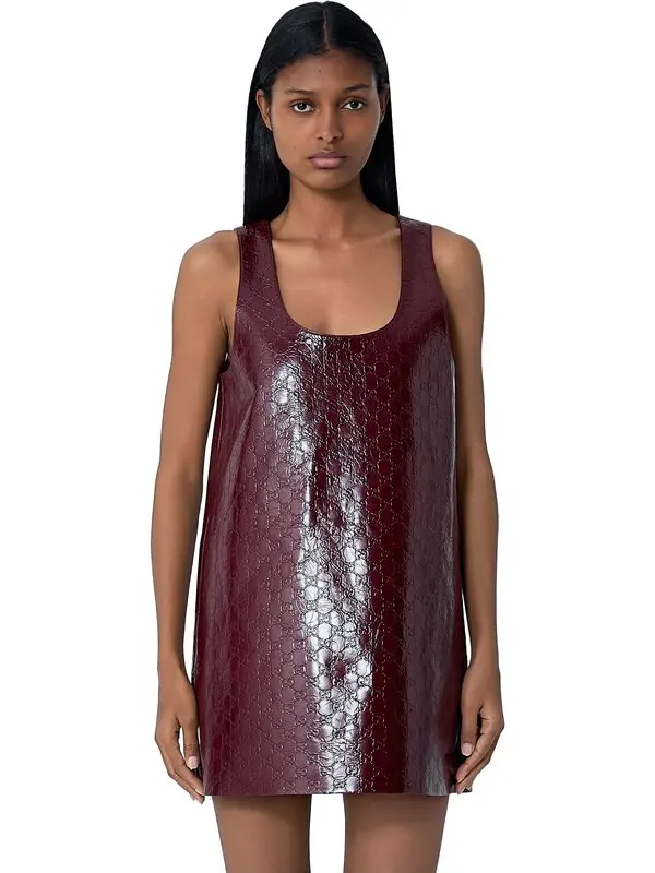 Gucci Embossed Leather Mini Dress - Red
