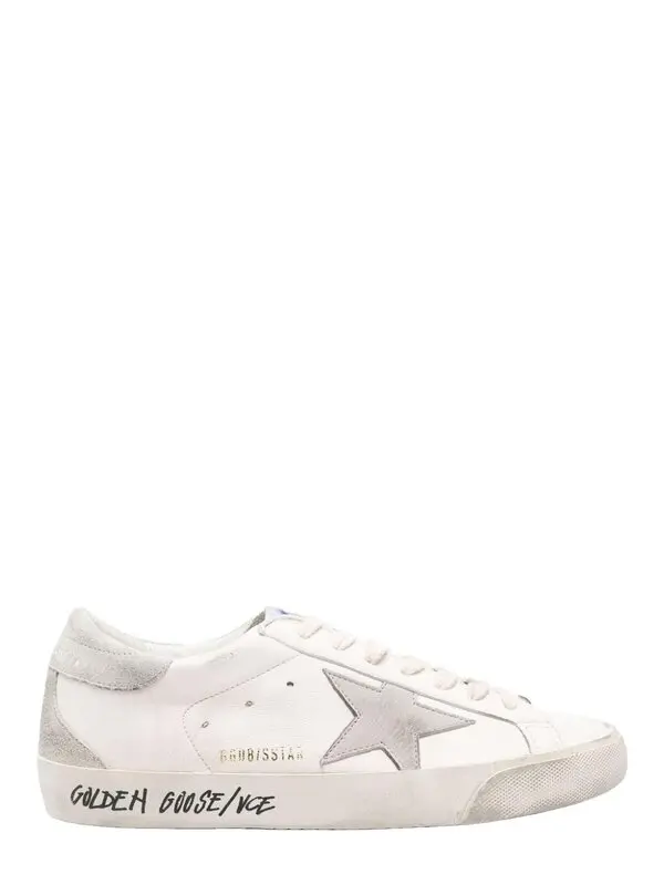 GOLDEN GOOSE Super-star Leather Sneakers With Perforated Detailing And Signature Star - Multicolor