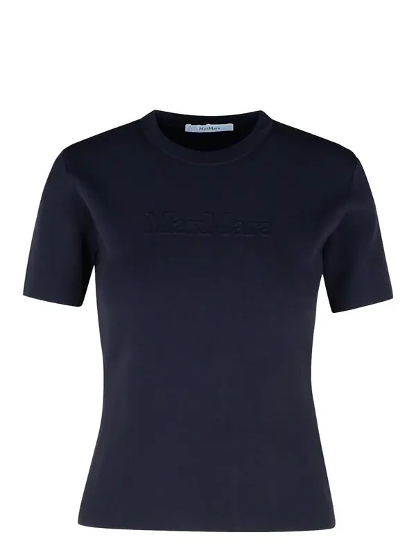 Max Mara Segale Viscose Blend T-shirt With Logo - Blue