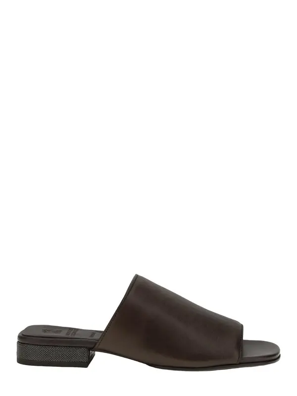 Brunello Cucinelli Riding Calfskin Sandals With Monili Detail - Brown