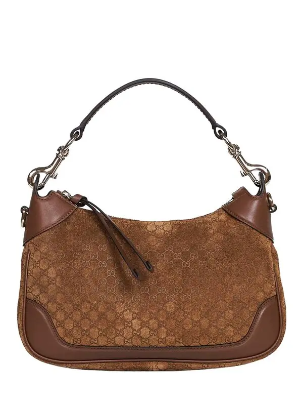 Gucci Suede Gg Monogram Small Handbag - Multicolor