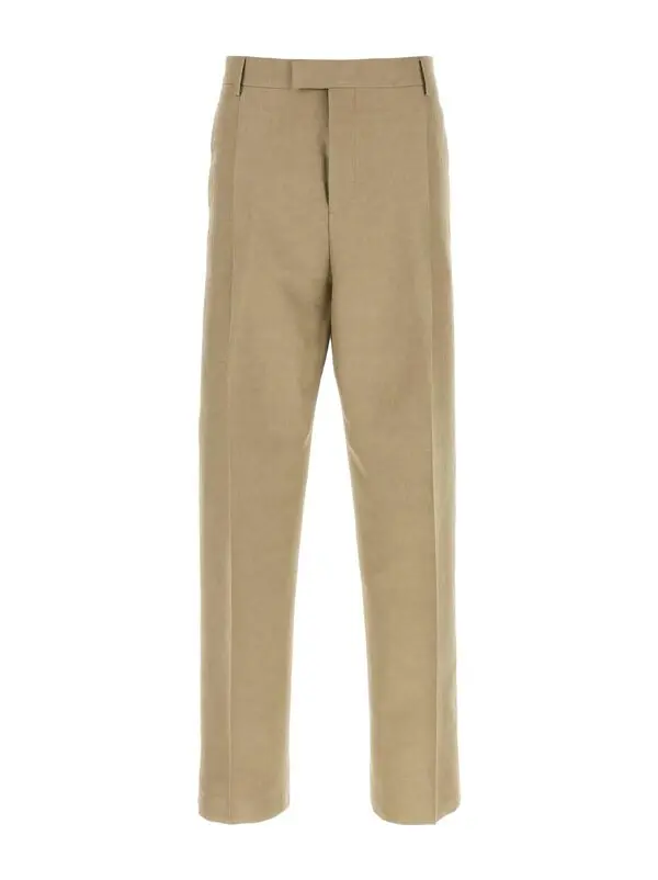 FERRAGAMO Salvatore Cappuccino Cotton Blend Trousers - Brown