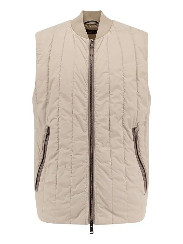 BOSS Quilted Sleeveless Jacket With Zip Closure - Multicolor