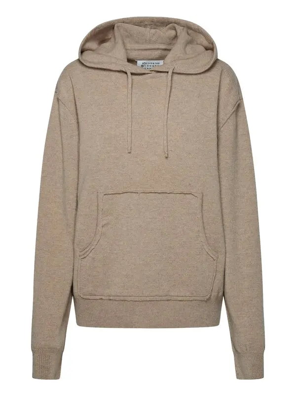 MAISON MARGIELA Taupe Cashmere Blend Hooded Sweatshirt - Cream