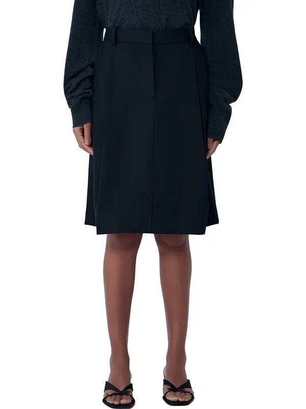 TOTEME Mid Rise A-line Pleated Skirt - Black
