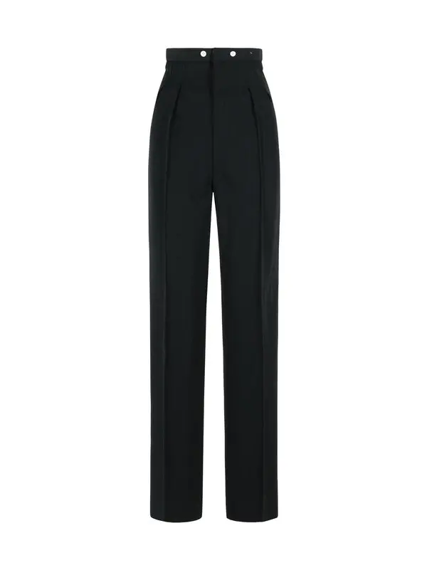 MAISON MARGIELA Wool High Waist Pleated Pants - Black