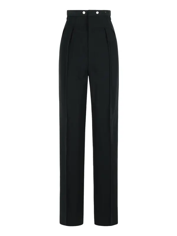 MAISON MARGIELA Wool High Waist Pleated Pants - Black