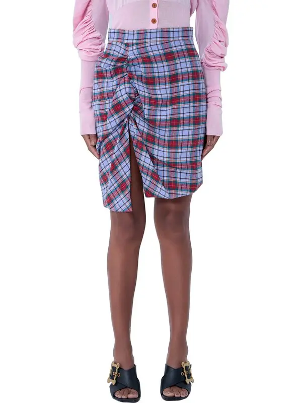 VIVIENNE WESTWOOD Draped Plaid Mini Skirt - Blue