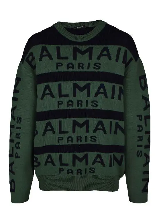 Balmain Wool Knit Sweater - Green
