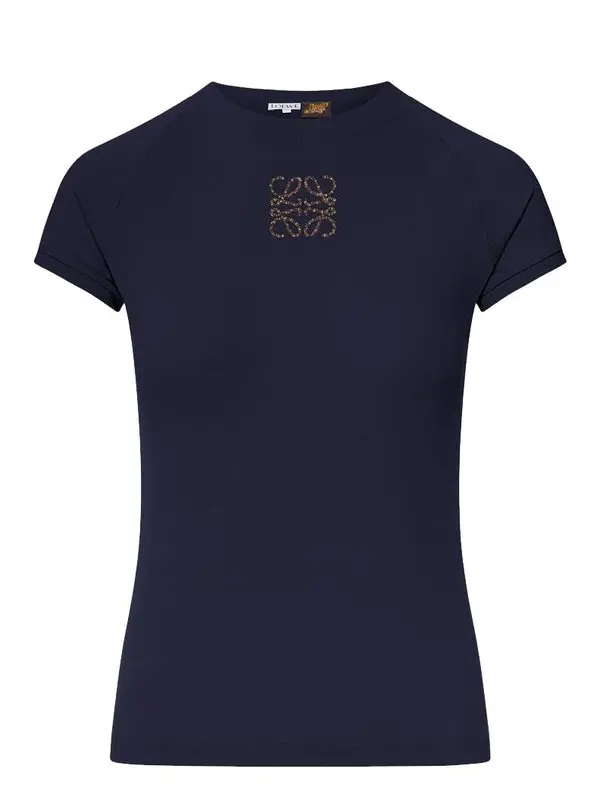 Loewe X Paula's Ibiza Lightweight Cotton Jersey T-shirt With Mosaic-effect Anagram Embroidery - Blue