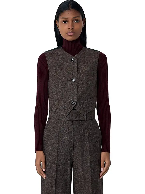 Max Mara Wool Twill Waistcoat - Brown
