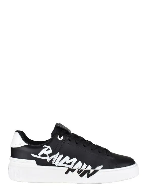 Balmain B-court Leather Sneakers - Black