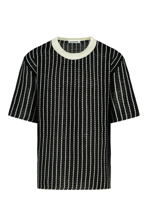 JIL SANDER Crochet' Cotton T-shirt - Black