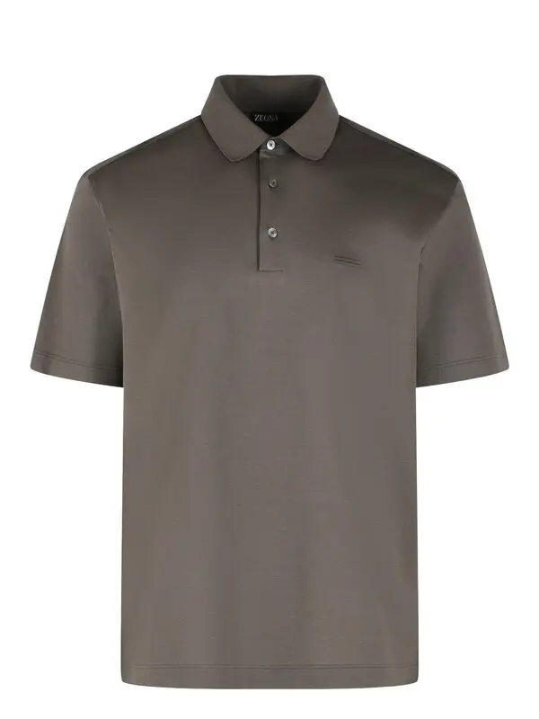 Zegna Dark Taupe Cotton Polo Shirt - Gray