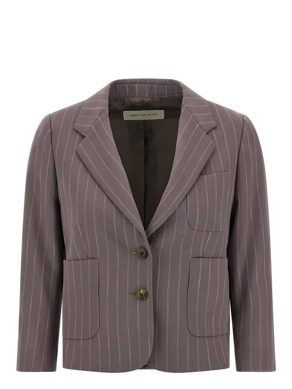 Dries Van Noten Bamis Pinstripe Wool Blazer - Gray