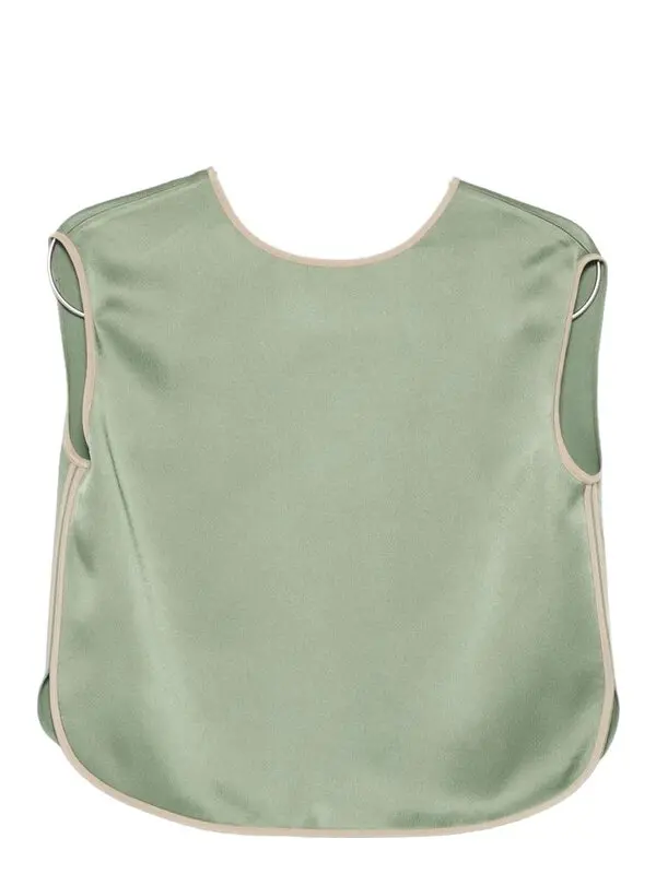 FORTE_FORTE Sleeveless Round Neck Top With Khaki Trim - Multicolor