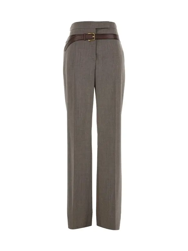 Prada Melange Cappuccino Tech Wool Pant - Brown