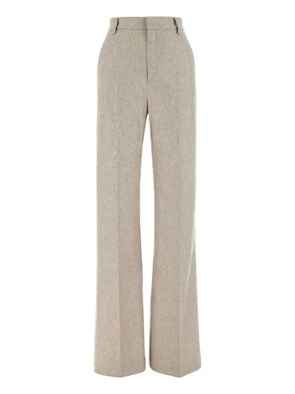 Andamane Melange Grey Stretch Wool Blend Pants - Gray