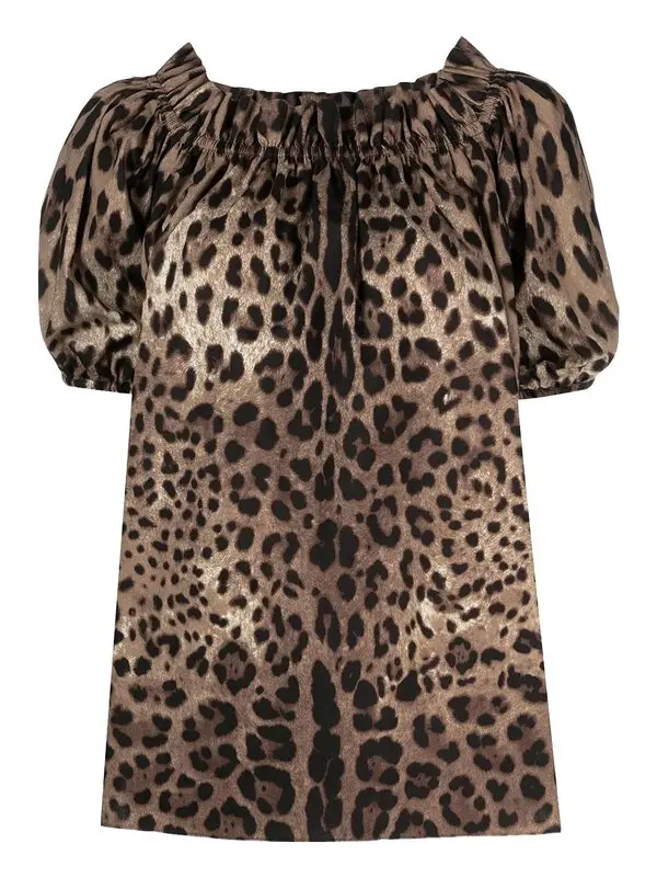 Dolce & Gabbana Leopard Print Poplin Top - Multicolor