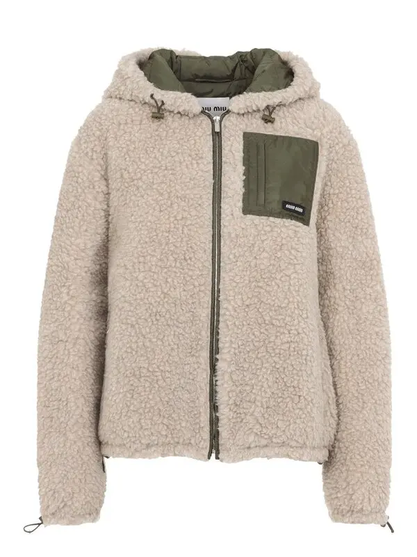 Miu Miu Wool Blouson Jacket With Drawstring Hood - Multicolor