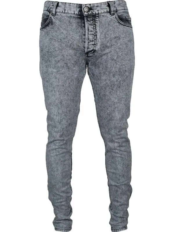 Balmain Jeans With Logo Detail - Gray