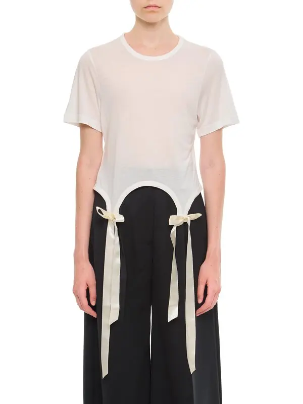 Simone Rocha White T-shirt With Bow Detail - Multicolor
