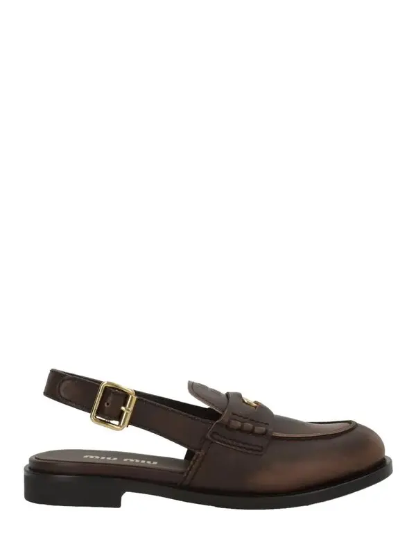Miu Miu Slingback Loafers - Brown