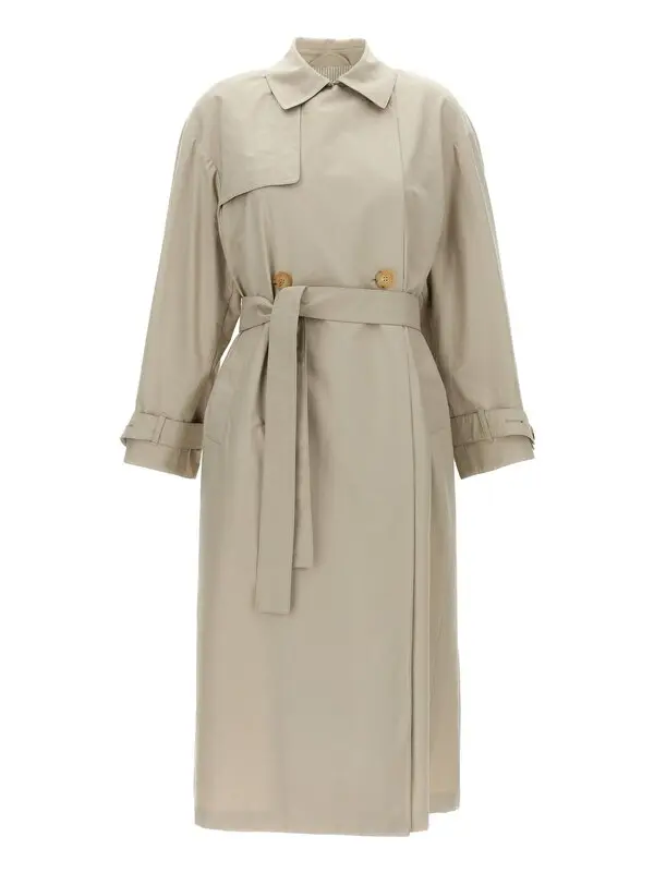 Max Mara Double-breasted Cotton Gabardine Trench Coat - Gray