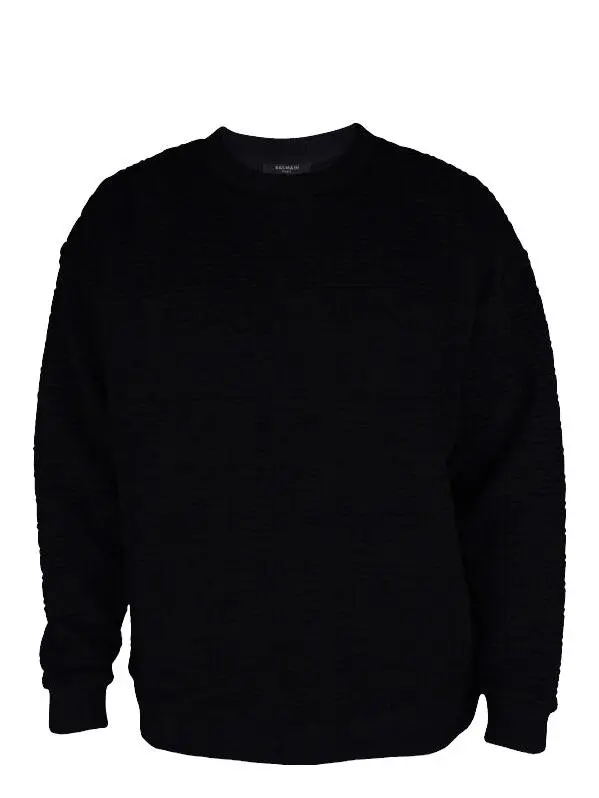 Balmain Quilted Crew Neck Sweater - Black